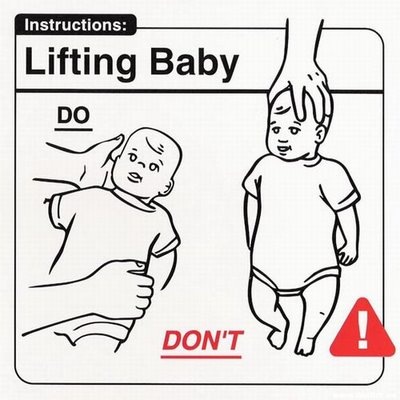 Illustrated baby handling guide for dumb parents | Amusing Planet